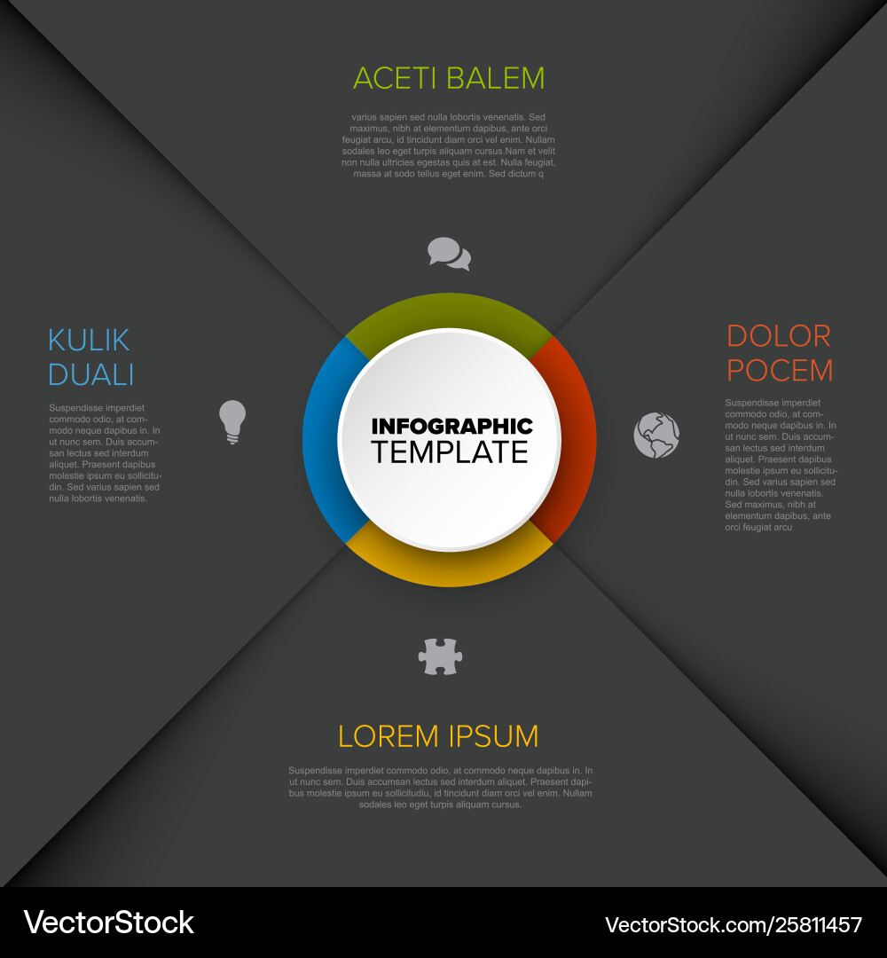 Vier Optionen dunkle Diagrammvorlage Lizenzfreier Vektor