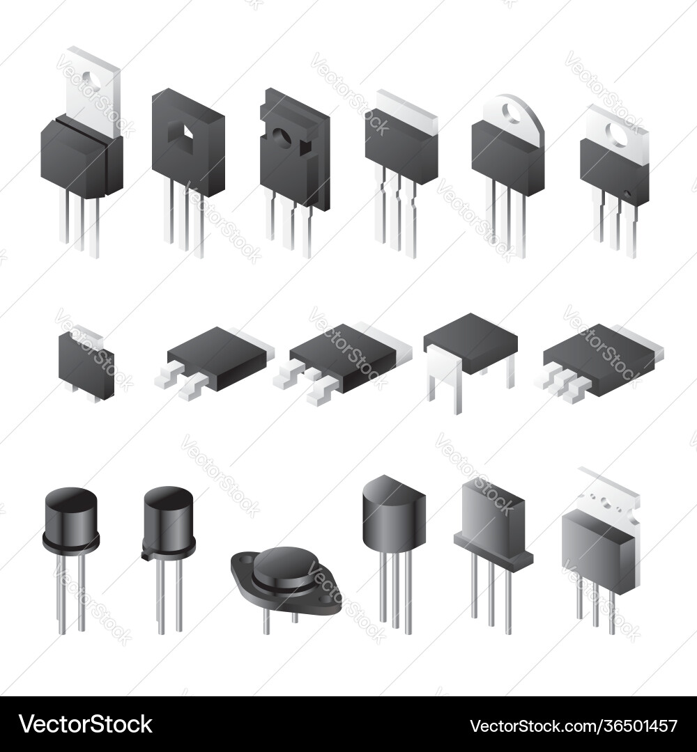 Transistor Electronic Components Set Royalty Free Vector