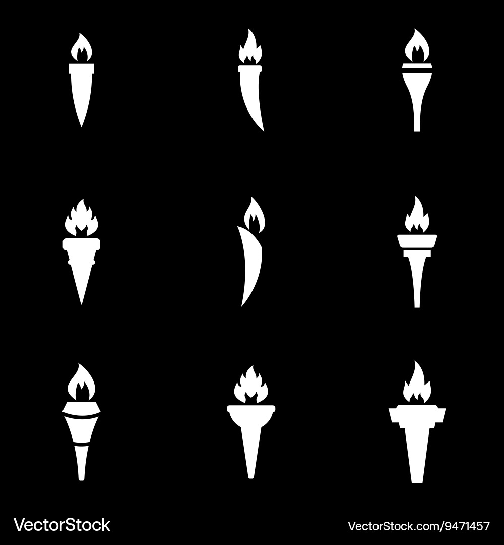 White torch icon set Royalty Free Vector Image