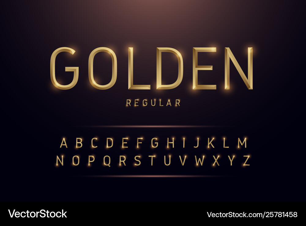 Alphabet gold metallic and effect designs Vector Image