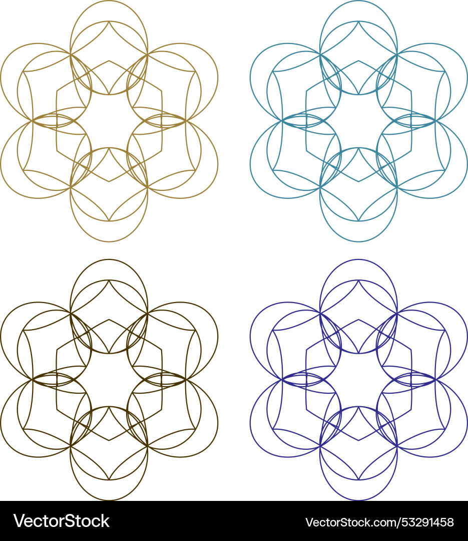 Geometric ornamental mandala set Royalty Free Vector Image