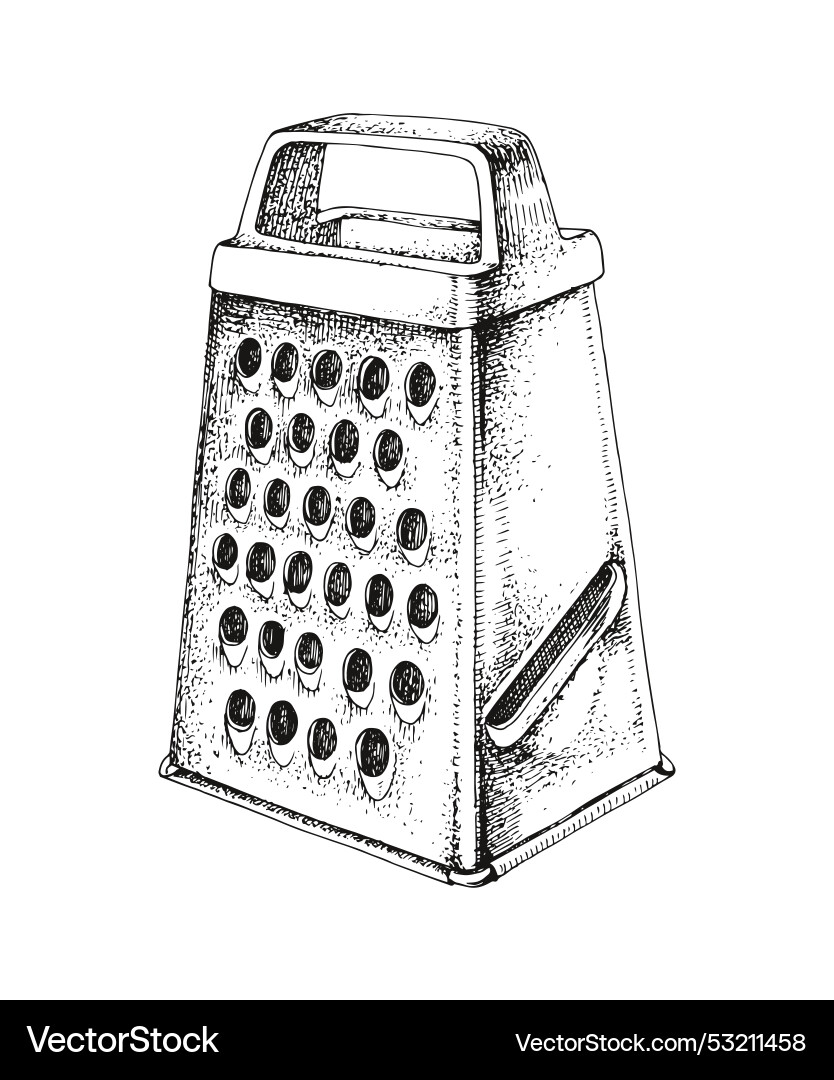 Hand drawn grater monochrome Royalty Free Vector Image