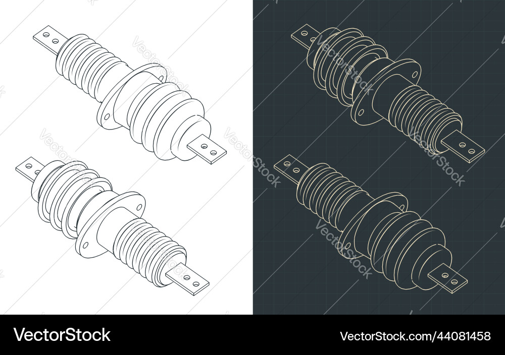 High-voltage isolator isometric blueprints Vector Image