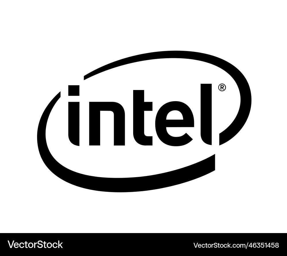 Intel brand logo symbol black design software Vector Image