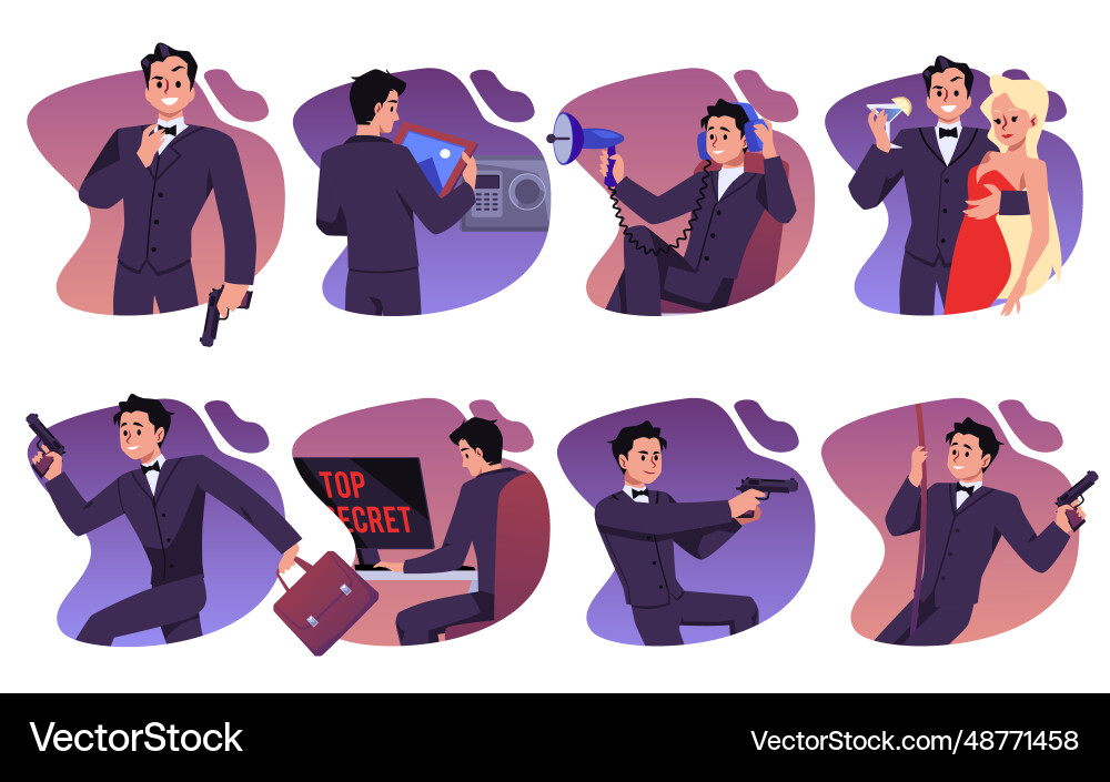 Isolated set for secret agent Royalty Free Vector Image