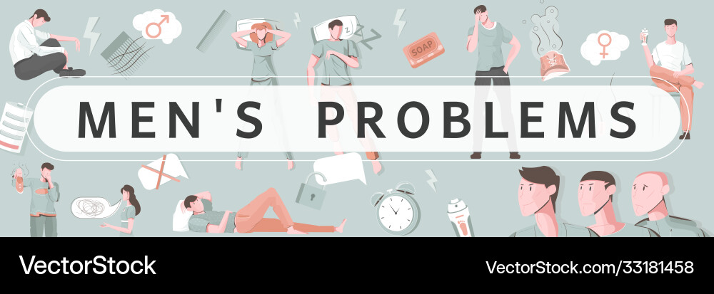 Mens problems flat pattern Royalty Free Vector Image