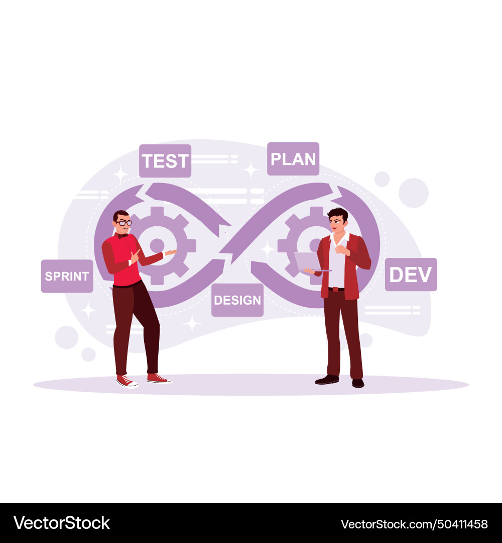Software development process by two employees Vector Image