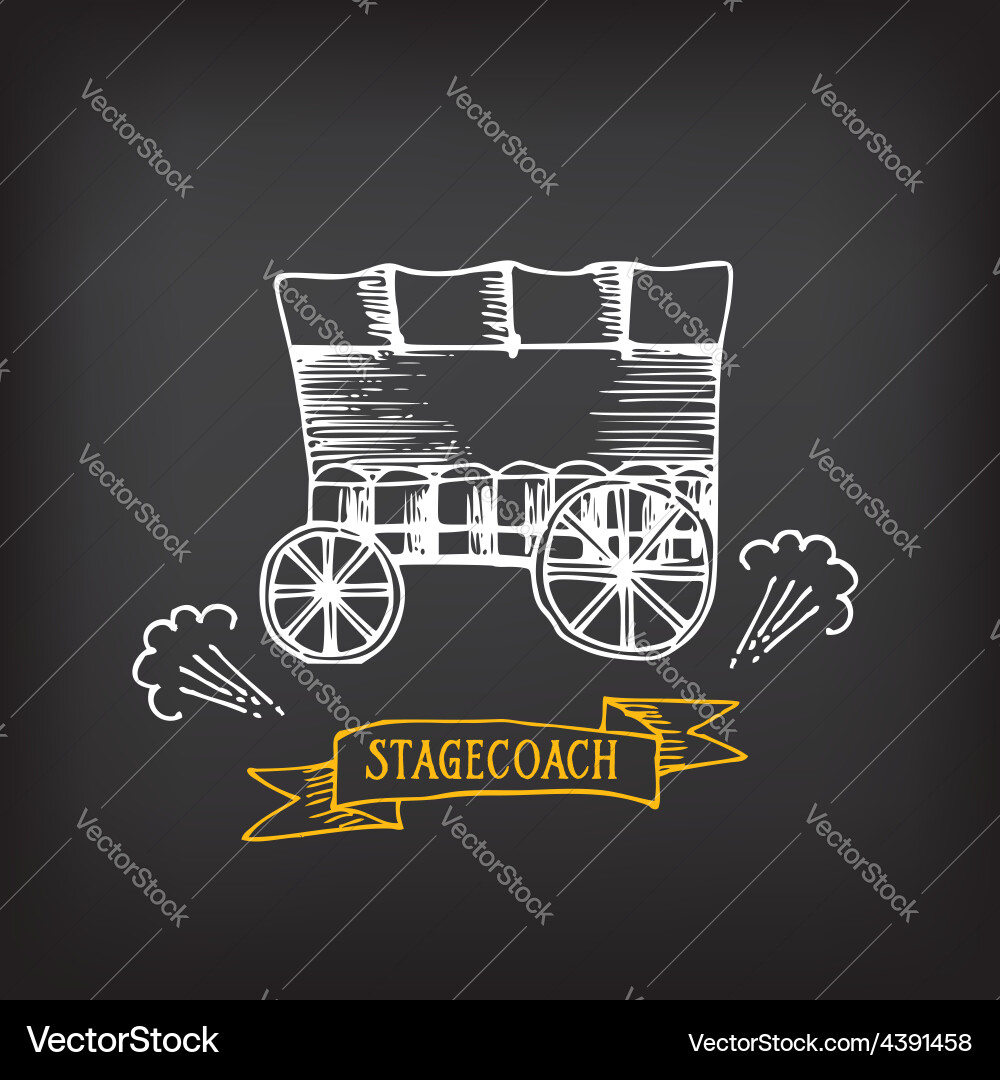 Stagecoach covered wagon sketch design Royalty Free Vector