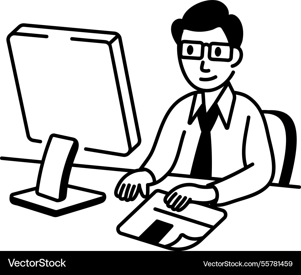 A hand drawn character icon of data analyst Vector Image