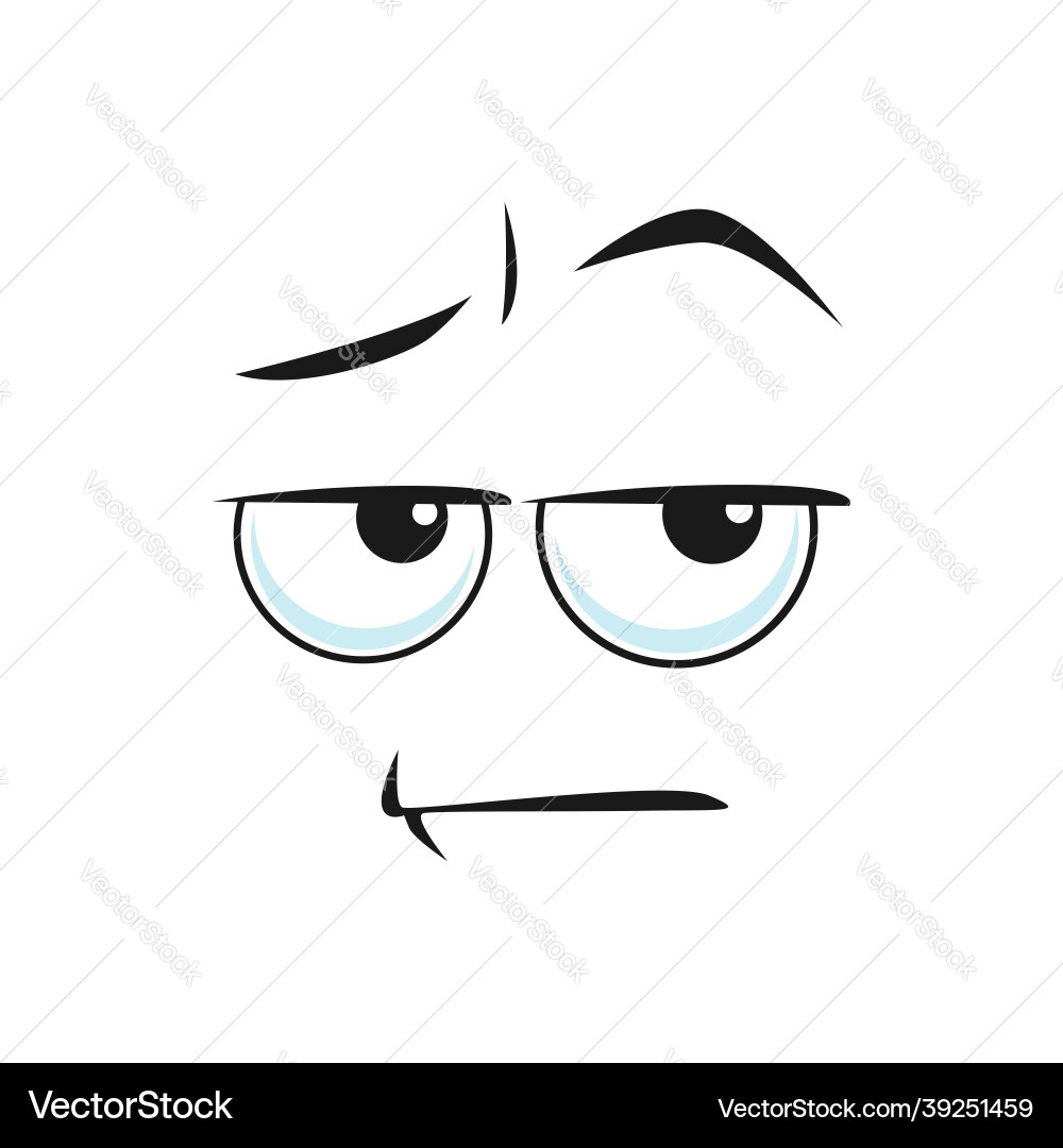 Apathetic emoticon with indifferent face isolated Vector Image
