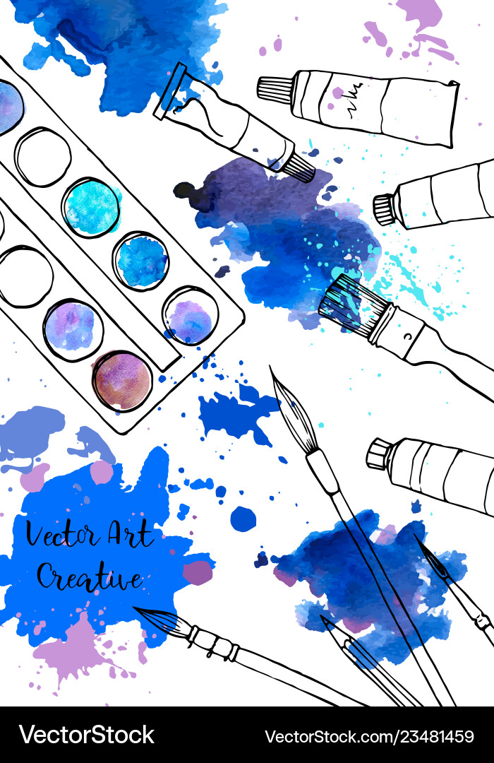 Background with art materials Royalty Free Vector Image