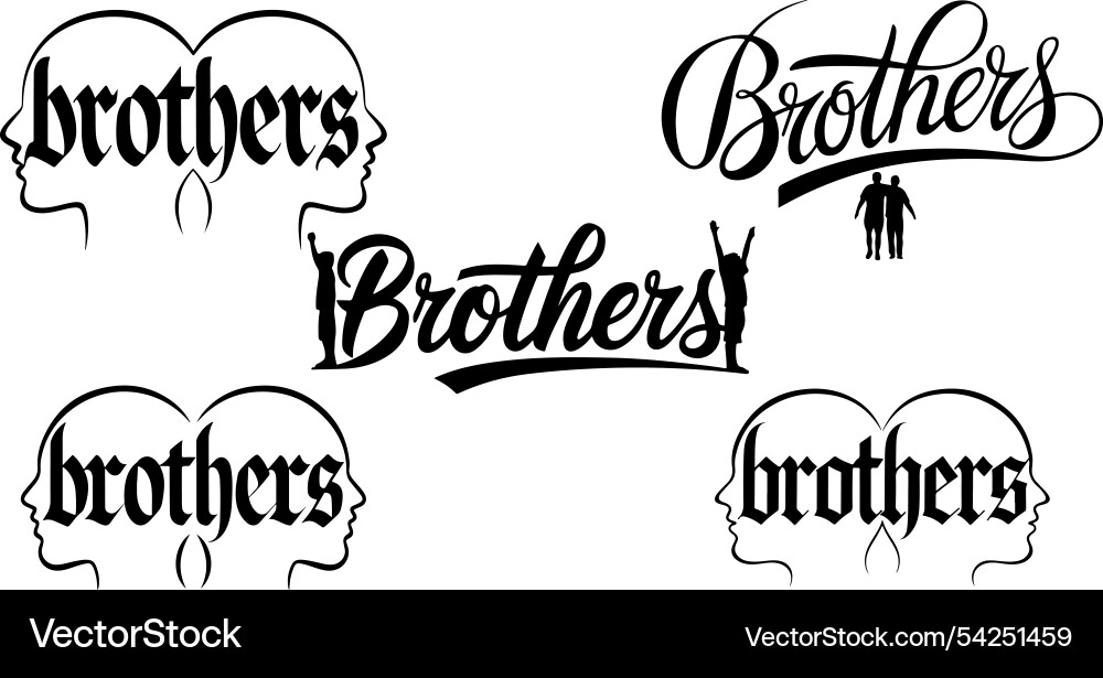 Brothers typographic emblems set art Royalty Free Vector