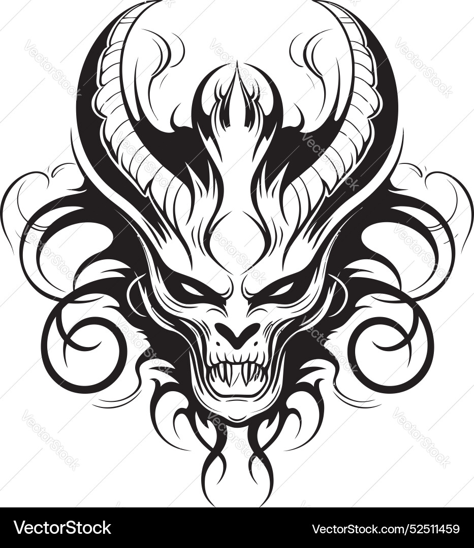 Malevolent mark black devilhead logo diabolic Vector Image
