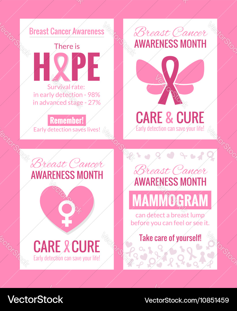 Pink Ribbon Cancer Awareness Posters Royalty Free Vector