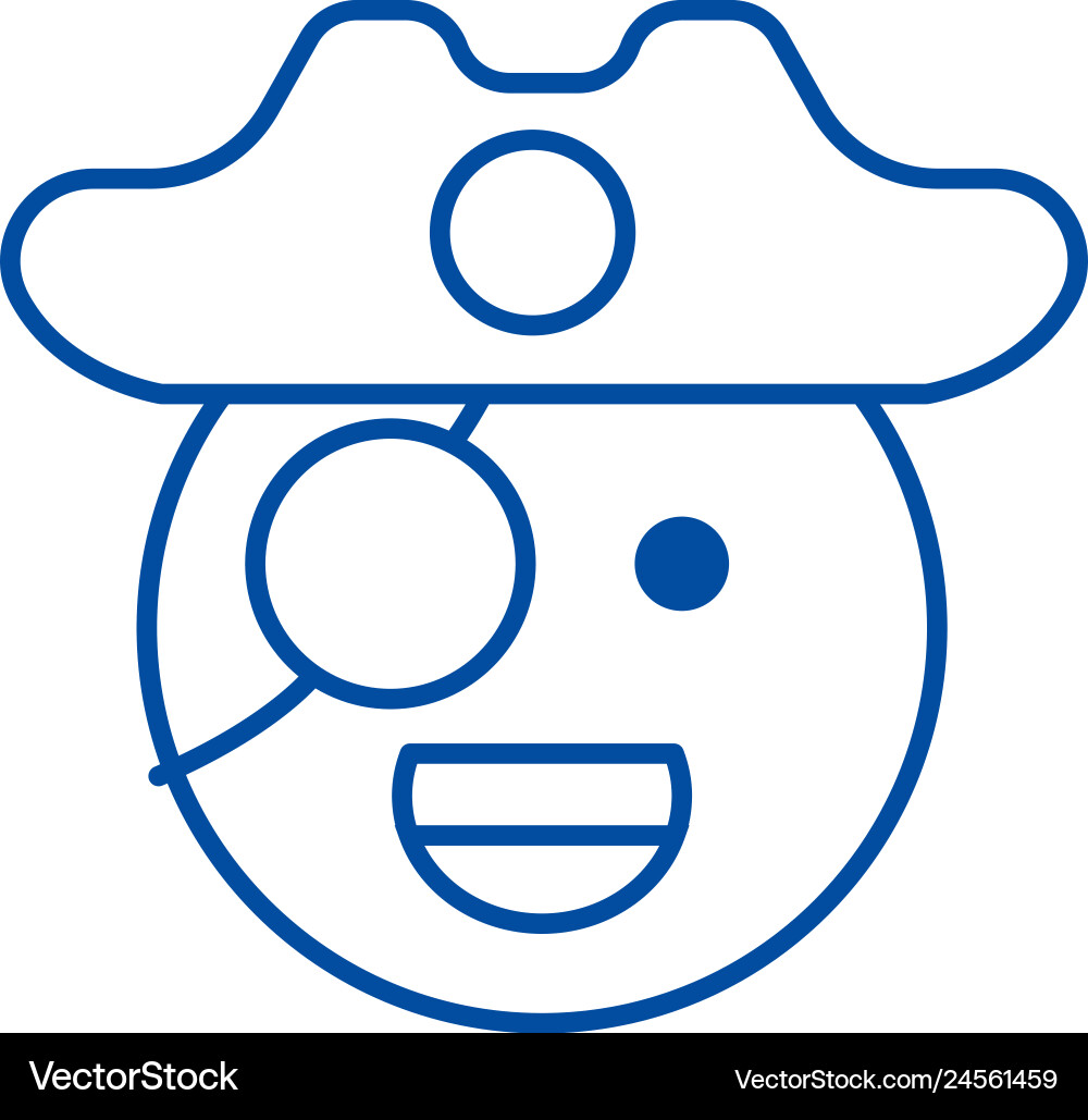 Pirate emoji line icon concept flat Lizenzfreier Vektor