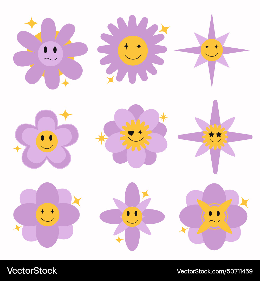 Purple y2k stickers Royalty Free Vector Image - VectorStock