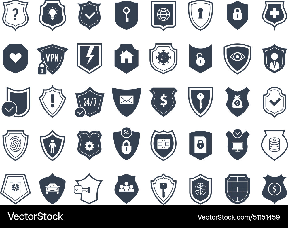 Security symbols keys with shield icons Royalty Free Vector
