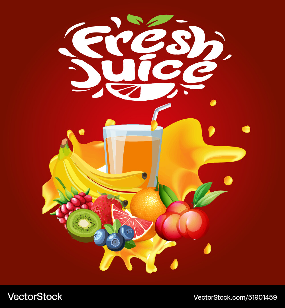 Summer juice drink shop banner design Royalty Free Vector