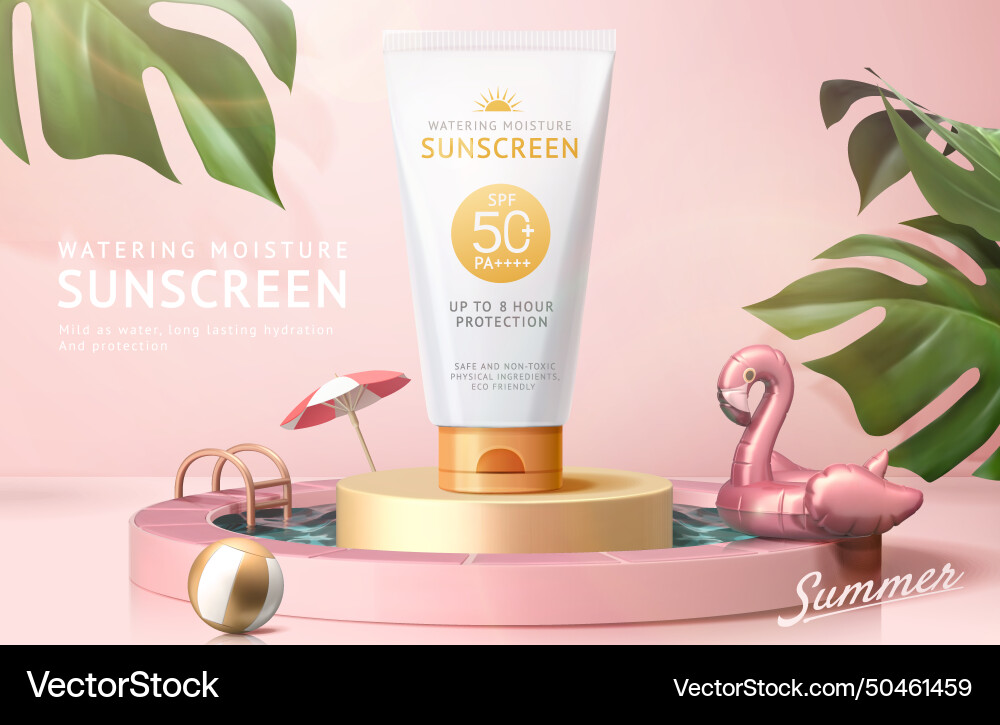 Sunscreen ad template Royalty Free Vector Image