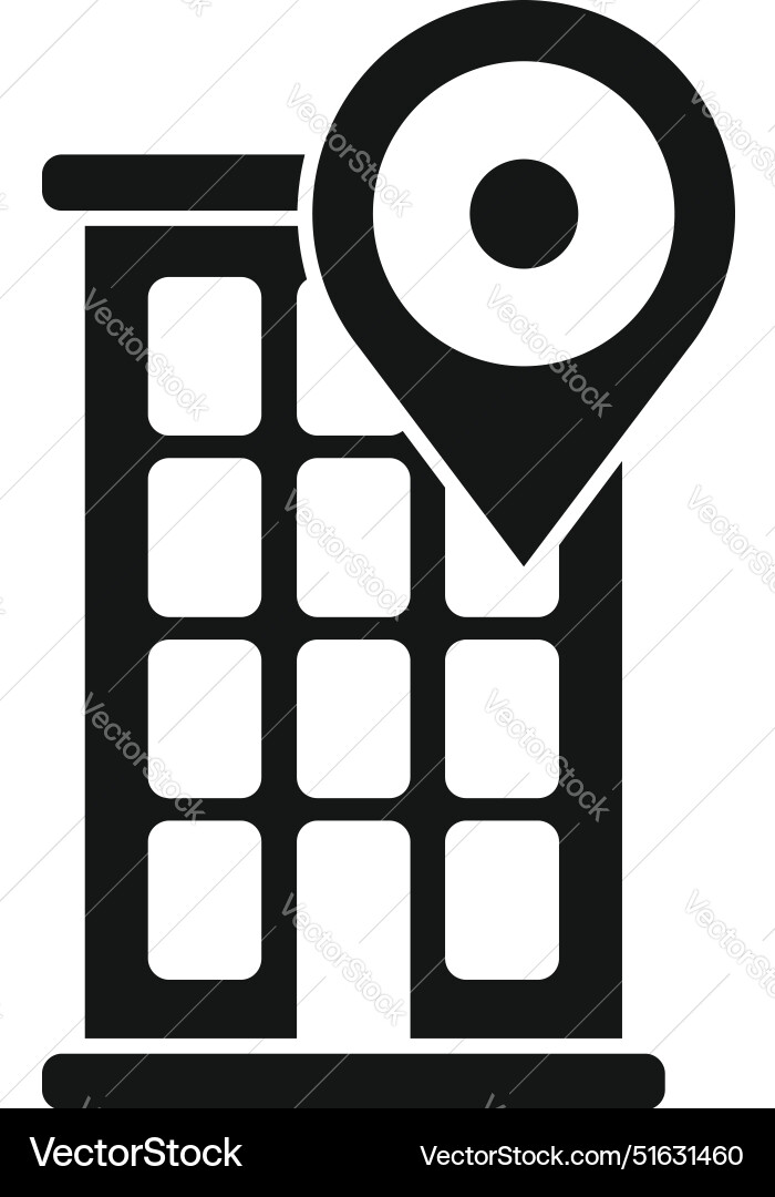 Black location pin icon pointing at office Vector Image