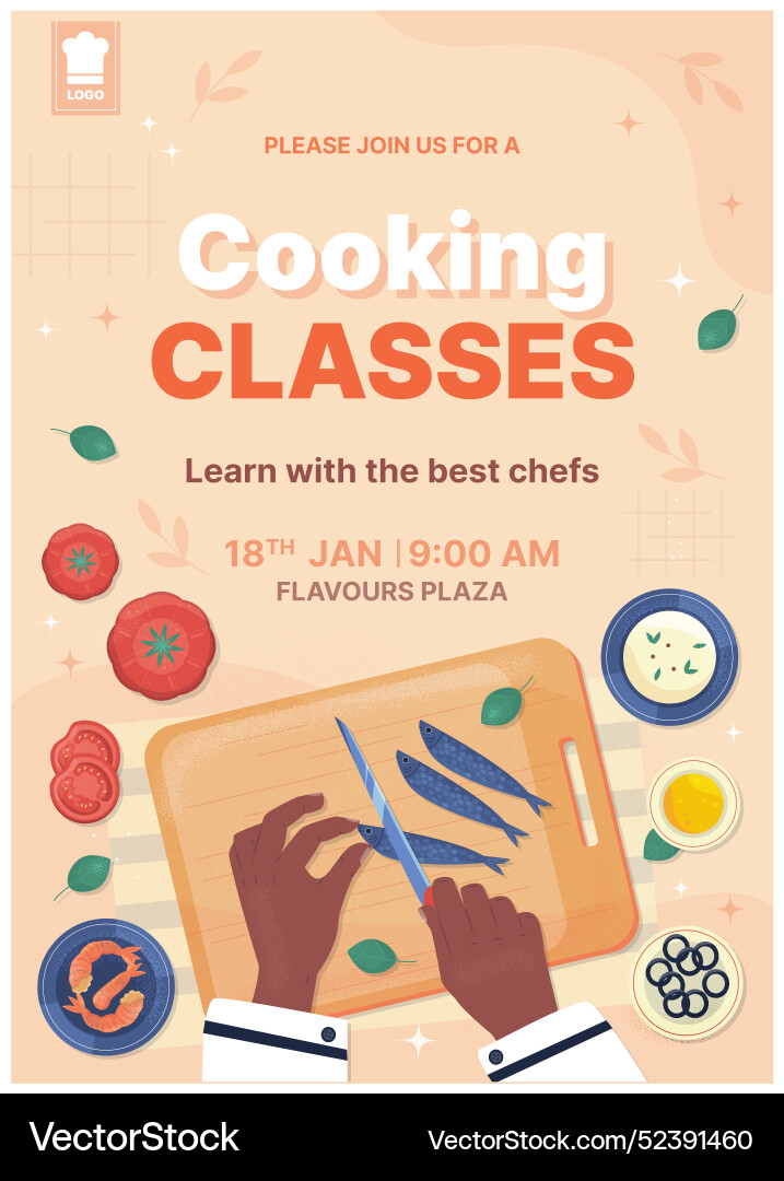 Hand drawn chef job poster template Royalty Free Vector