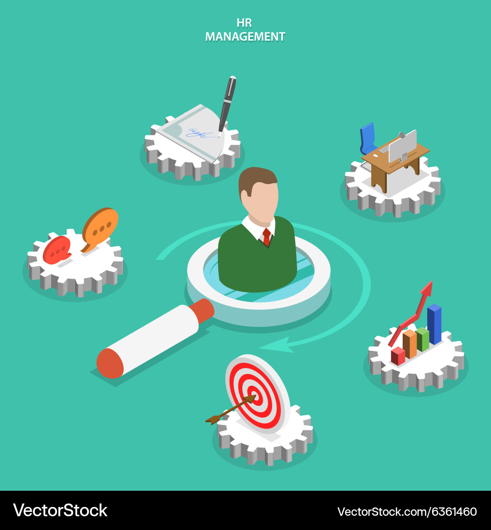 Hr management flat isometric concept Royalty Free Vector