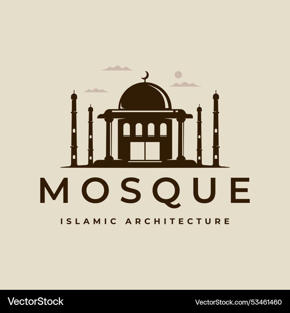 Mosque architecture logo vintage template icon Vector Image