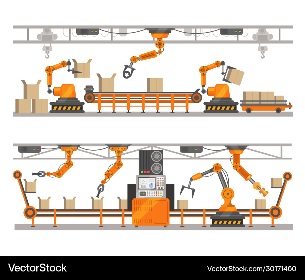 Robotic arm factory robot Royalty Free Vector Image