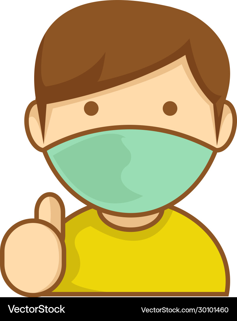 Simple cute boy wear a mask Royalty Free Vector Image