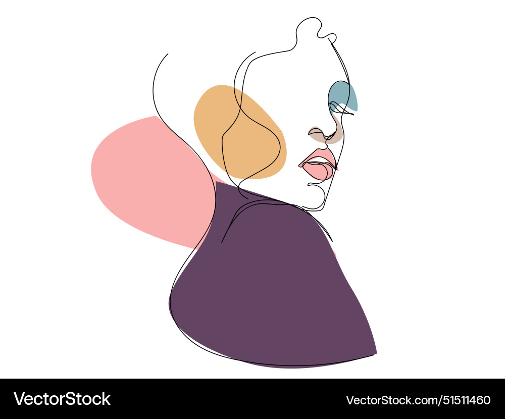 Single black line female portrait Royalty Free Vector Image