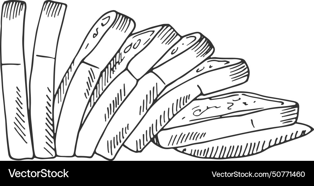 Sliced bread sketch cutted loaf hand drawing Vector Image
