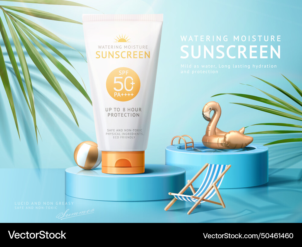 Sunscreen ad template Royalty Free Vector Image