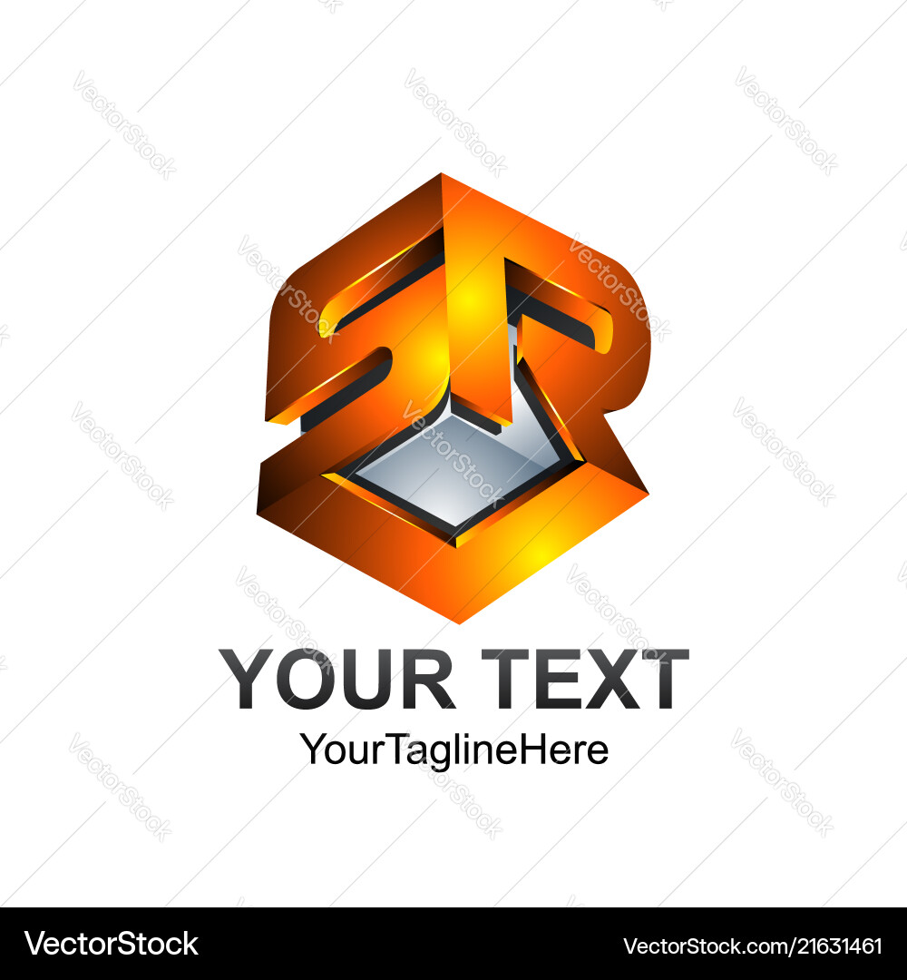 3d letter sr or srl initial alphabet logo design Vector Image
