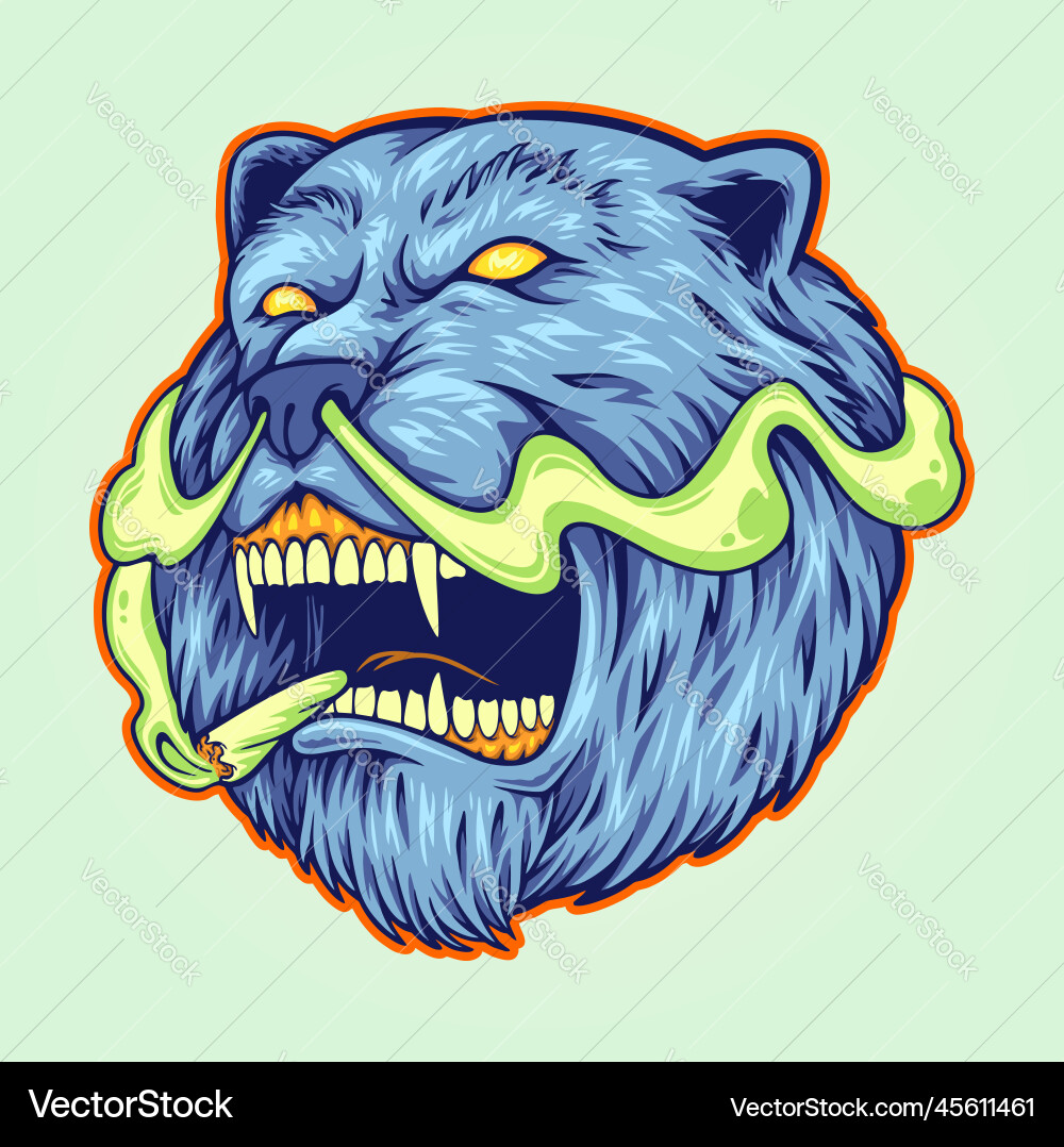 Angry polar bear head smoking marijuana Royalty Free Vector