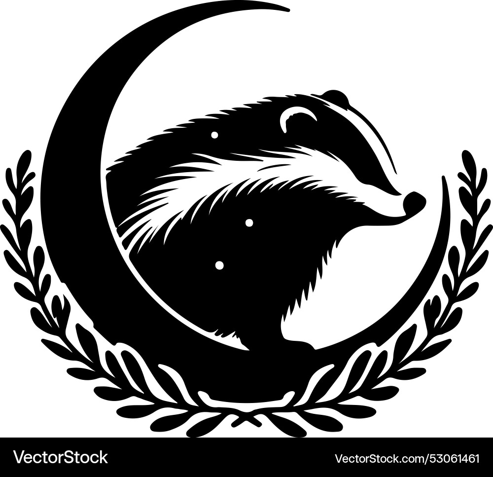 Badger standing black silhouette Royalty Free Vector Image
