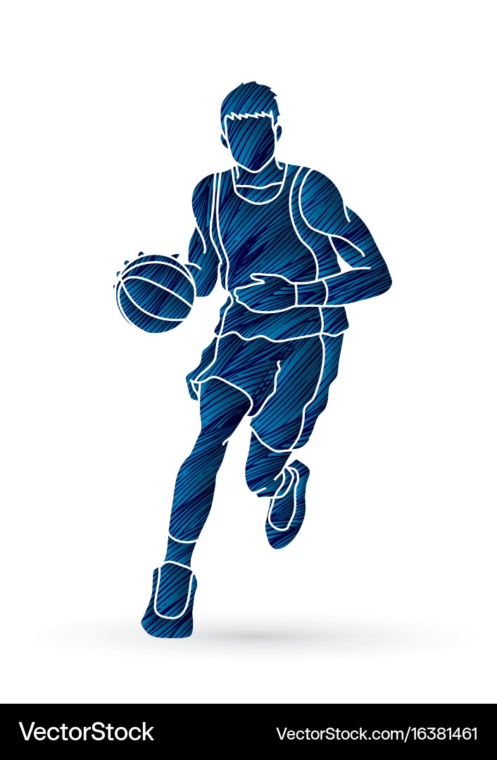 Basketball player running front view Royalty Free Vector