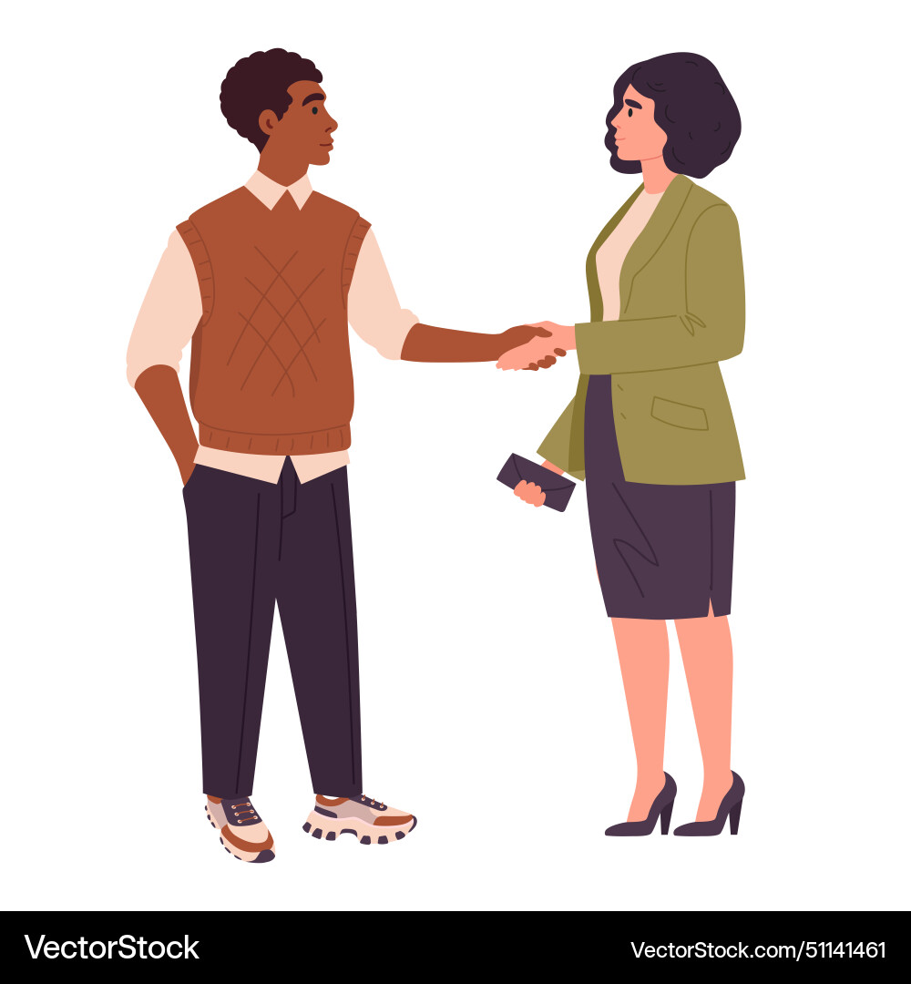 Business people shaking hands office characters Vector Image