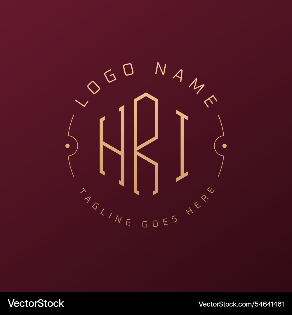 Luxury hri logo design elegant letter Royalty Free Vector