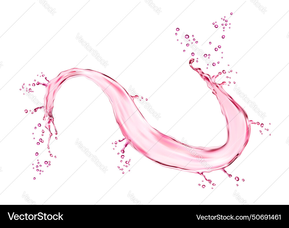 Realistic pink water swirl splash drops splatter Vector Image