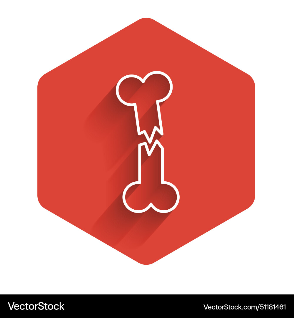 White line human broken bone icon isolated Vector Image