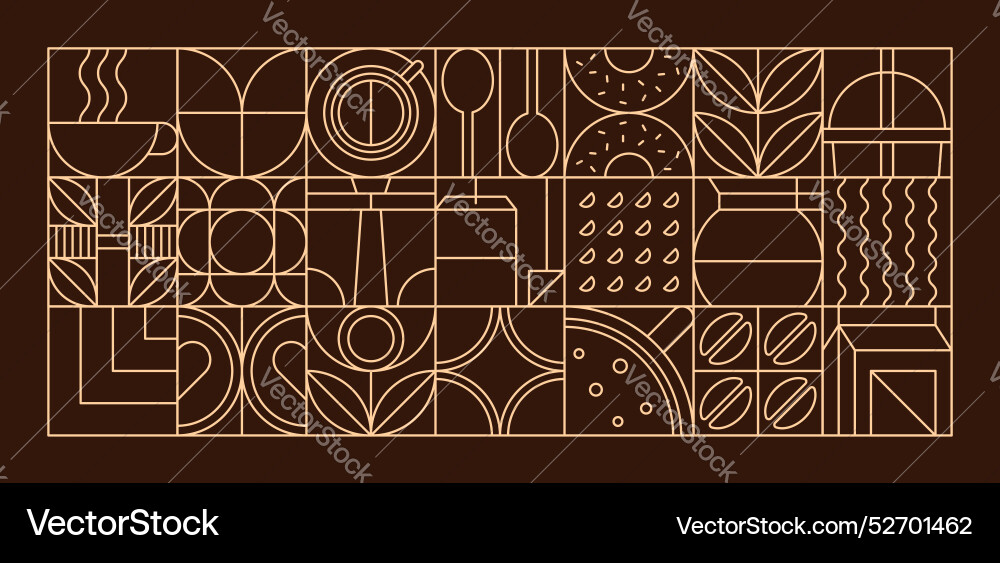 Coffee modern geometric pattern mosaic line tiles Vector Image