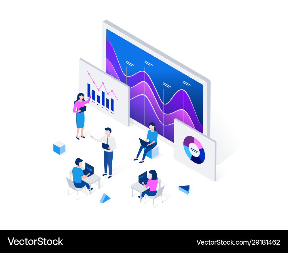 Data analysis isometric concept Royalty Free Vector Image