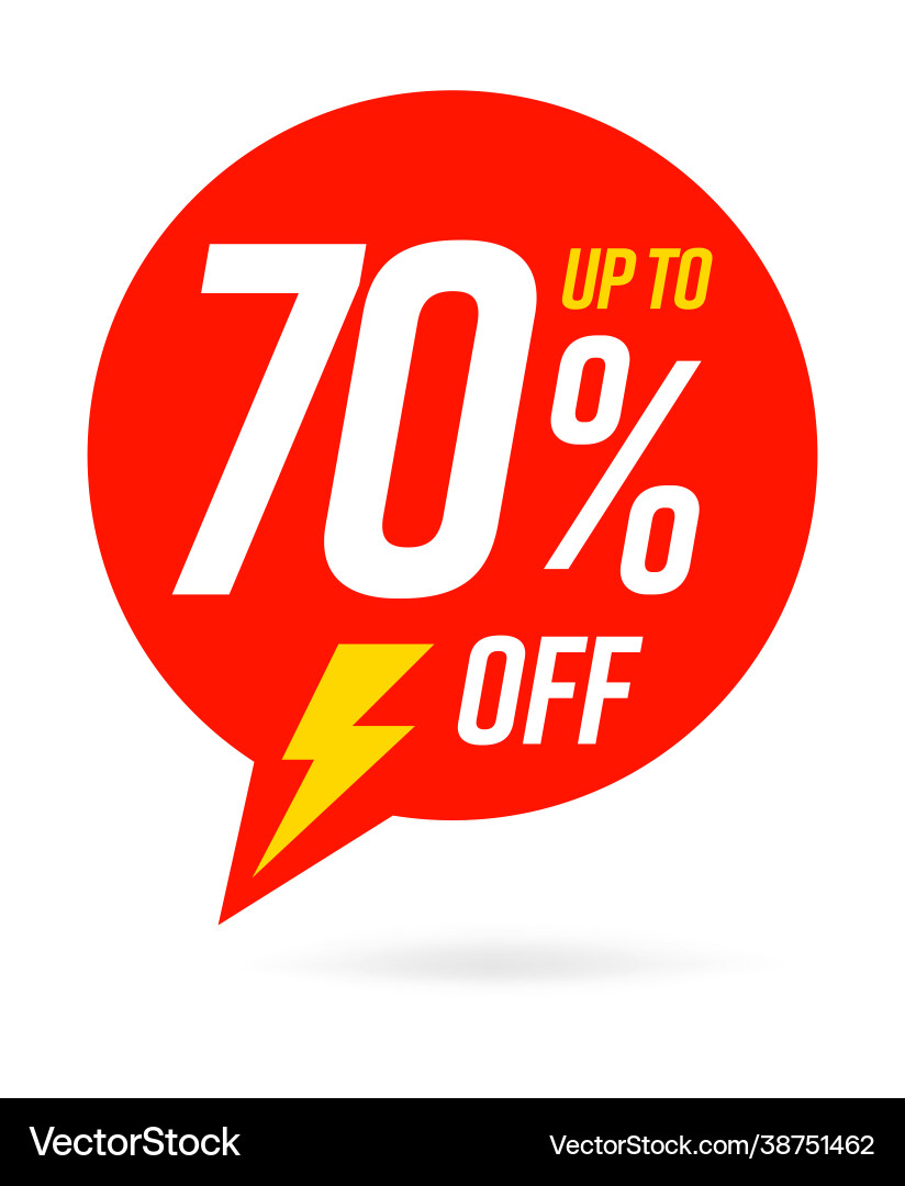 Discount up to 70 percent off sale template tag Vector Image