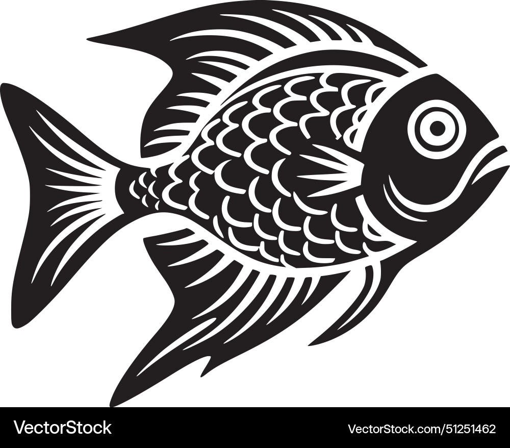 Fish - black and white Royalty Free Vector Image