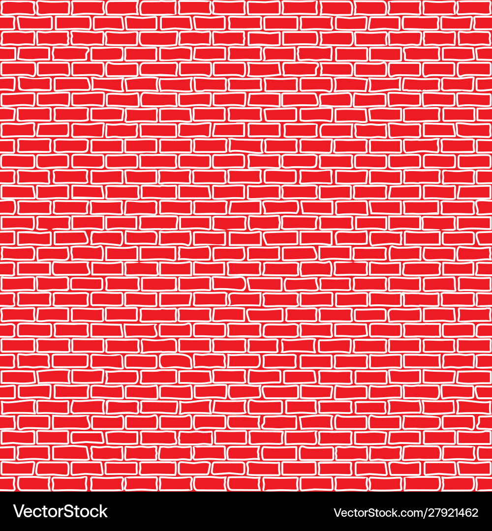 Hand drawn red brick wall seamless Royalty Free Vector Image