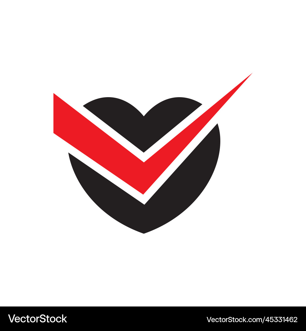 Love check mark icon logo Royalty Free Vector Image