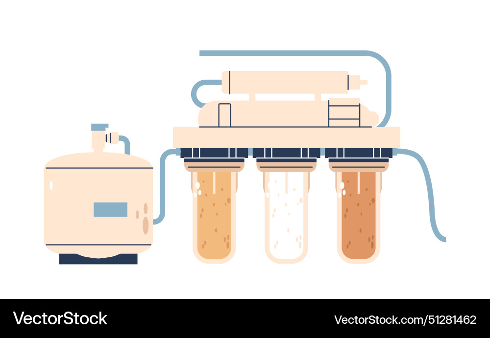 Modern home water filtration system featuring Vector Image
