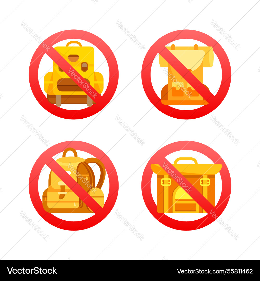 No backpacks or large bags allowed prohibition Vector Image