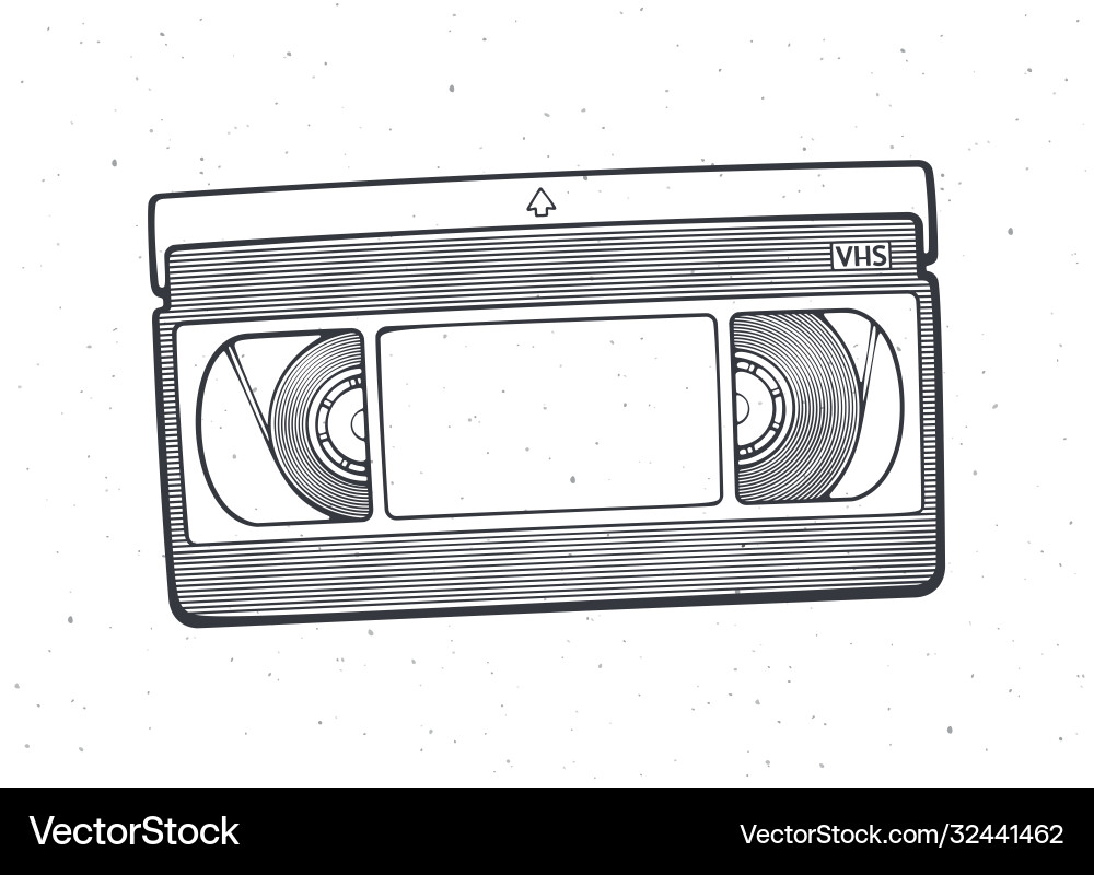 Outline vhs cassette video tape record system Vector Image