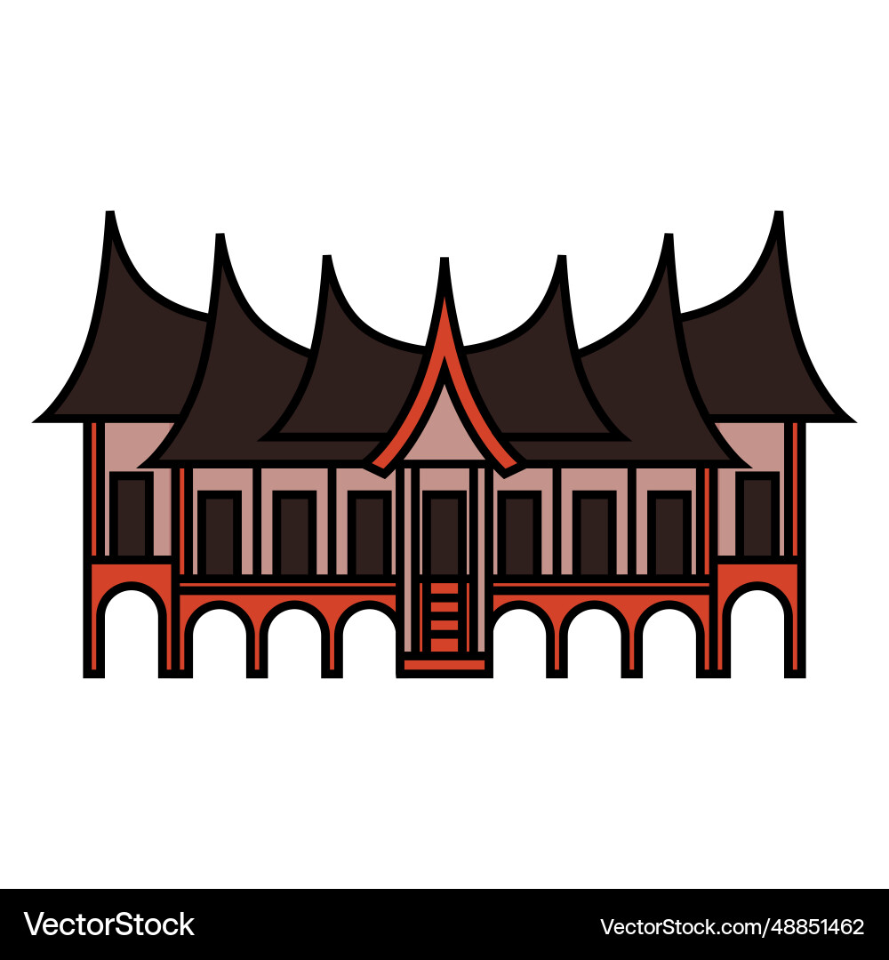 Adat Minang Logo Rumah Gadang In Flat Design Style 9195613 Vector Art